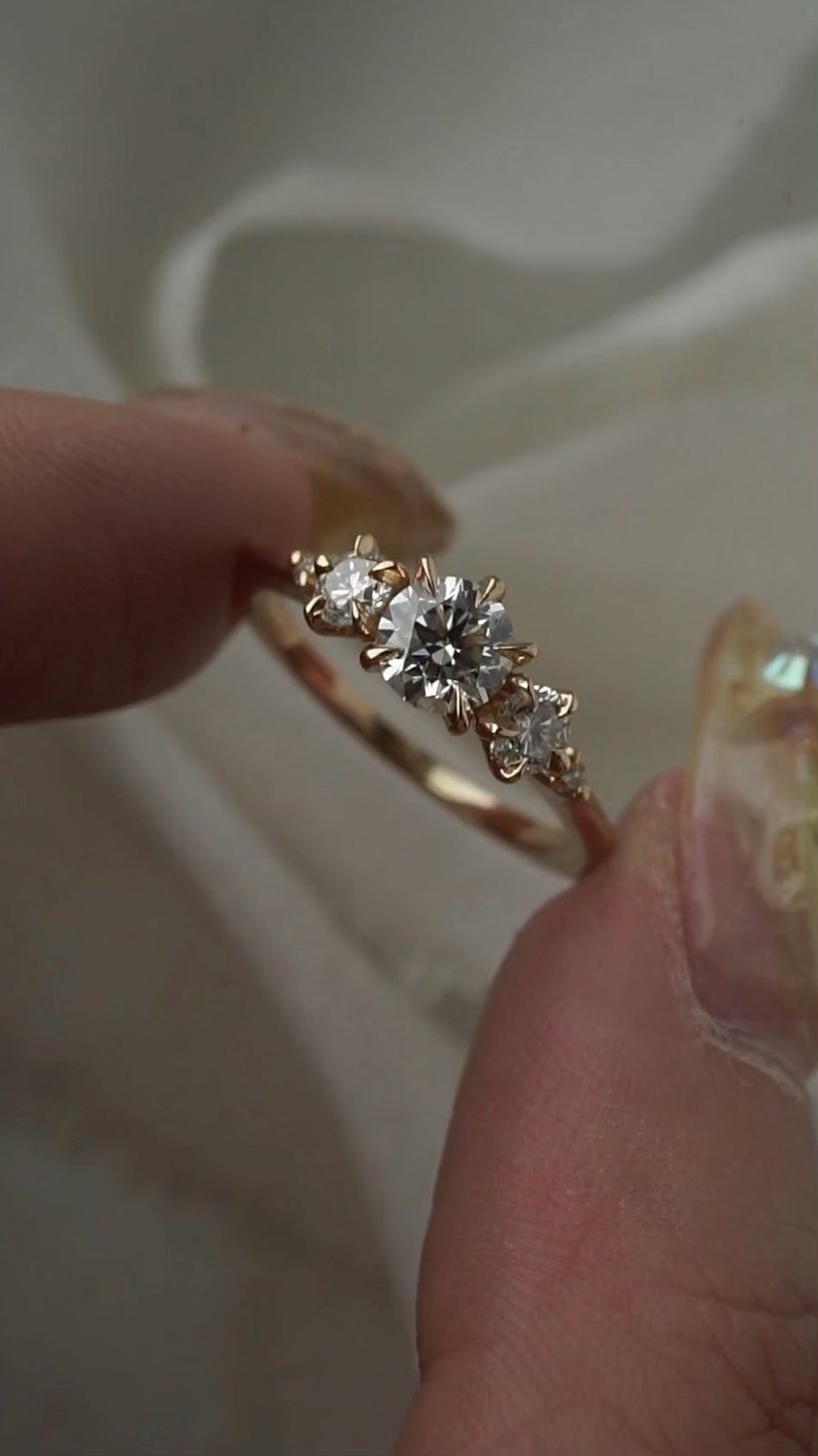 Glittering, Magical Wild Iris Three Stone Diamond Engagement Ring ...