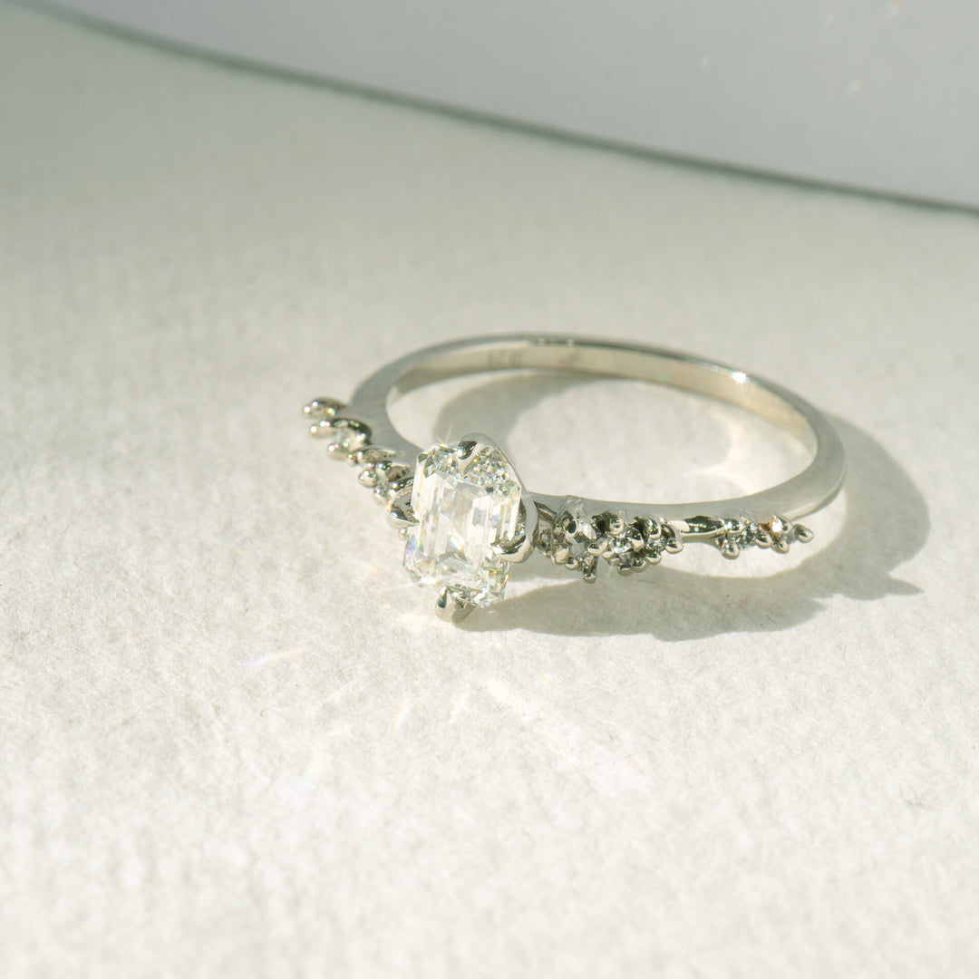 Delicate and Ethereal 0.5ct Emerald Cut Diamond Daphne Engagement Ring – Laurie Fleming Jewellery