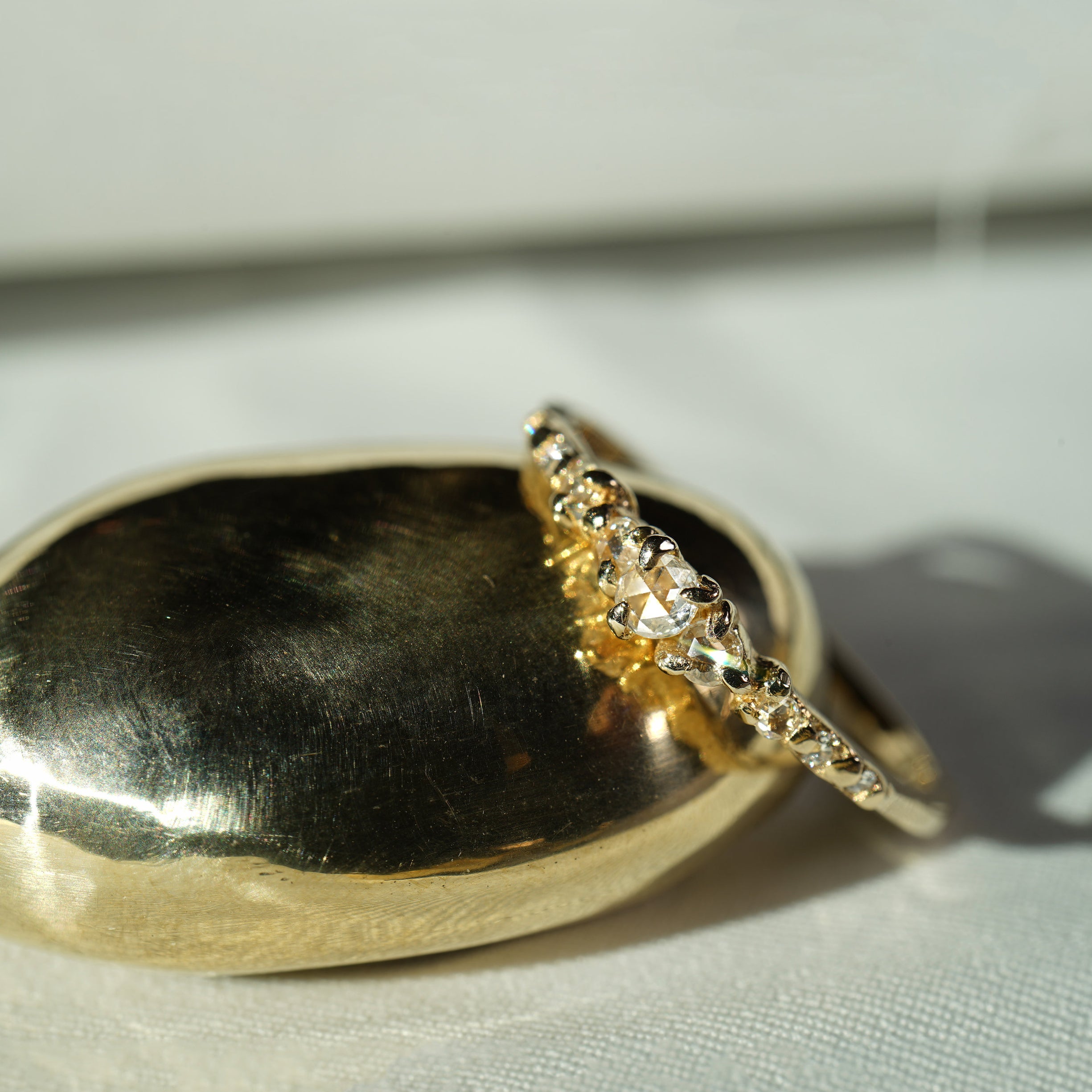 Delicate, Vintage-Inspired Cyndra Rose Cut Diamond Stacking Ring ...