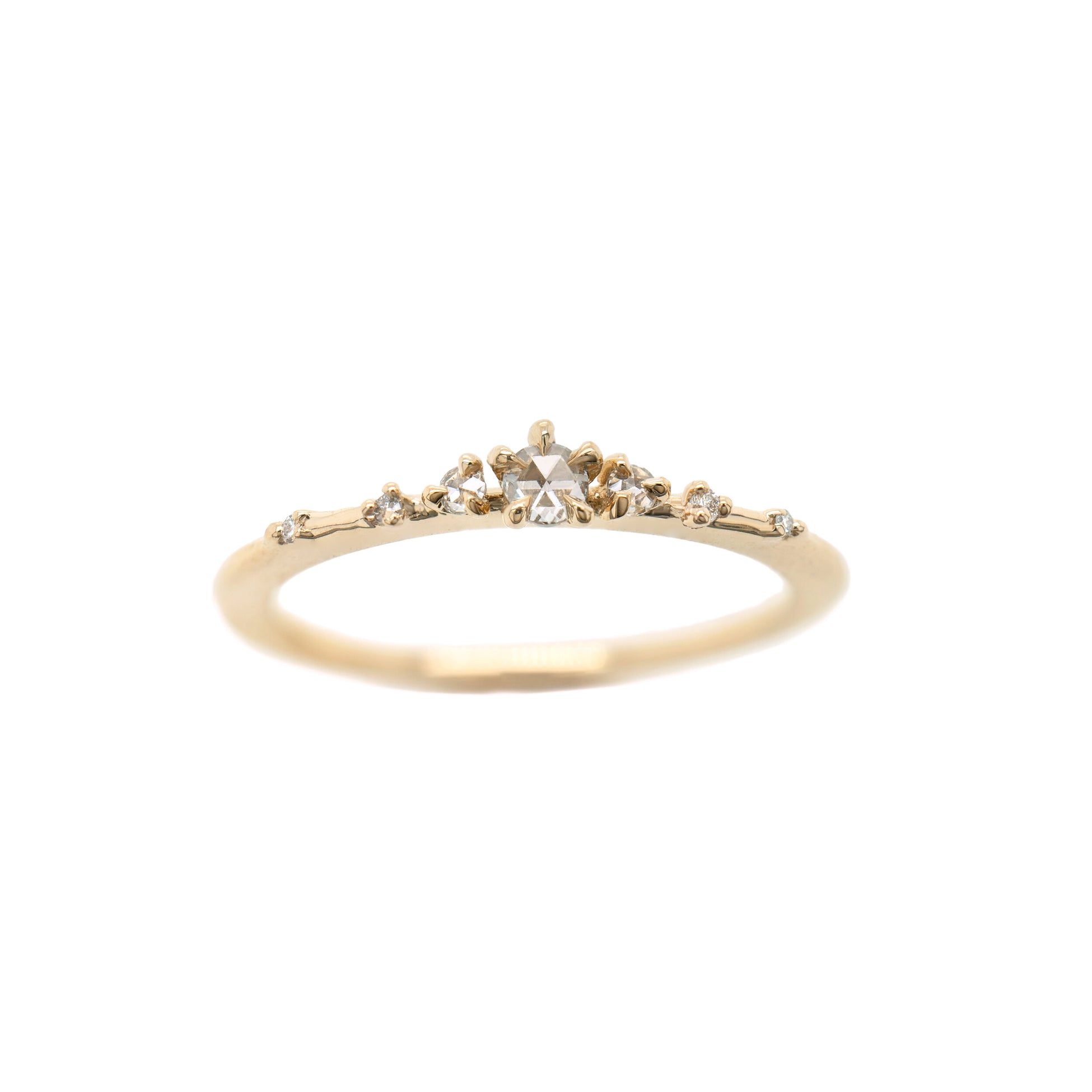 Delicate and Dainty Rose Cut Diamond Water Lily Stacking Ring – Laurie ...